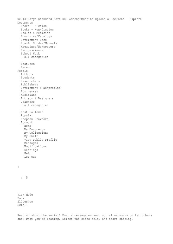 Wells Fargo Standard Form REO Addendum | Scribd | World Wide Web