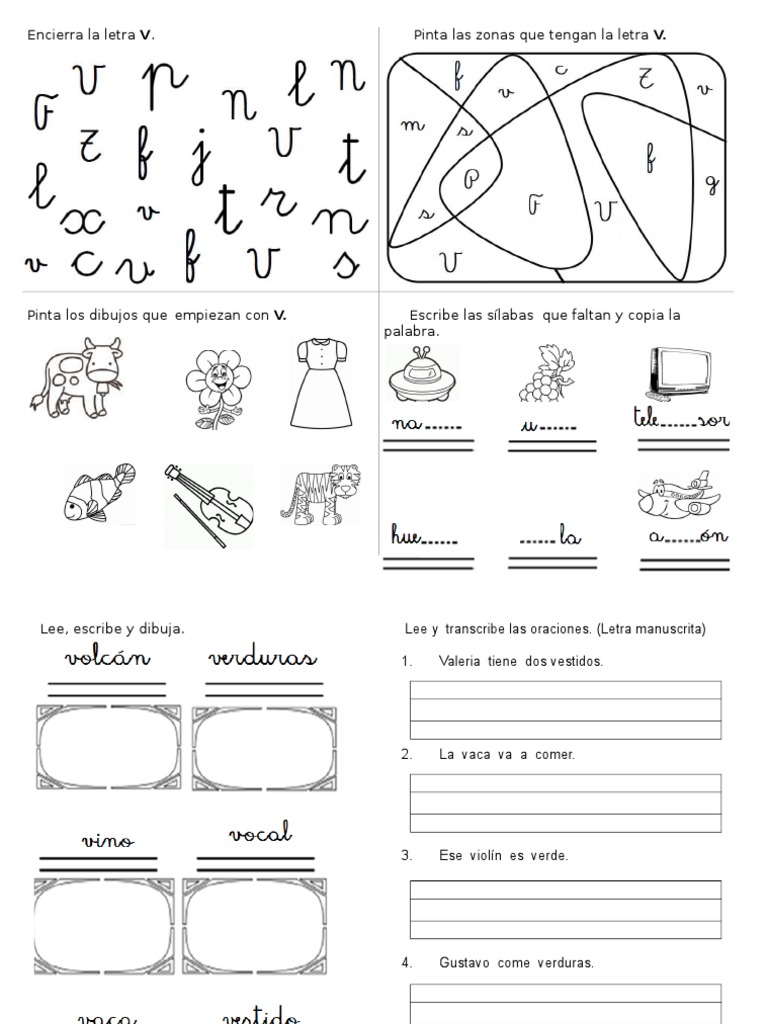 Actividades educativas con la letra V | PDF | Artes del Lenguaje y ...