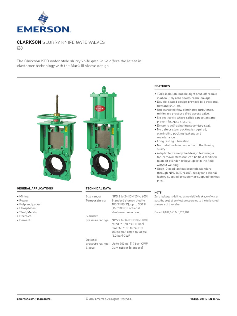 Clarkson Slurry Knife Gate Valves | PDF | Wear | Valve