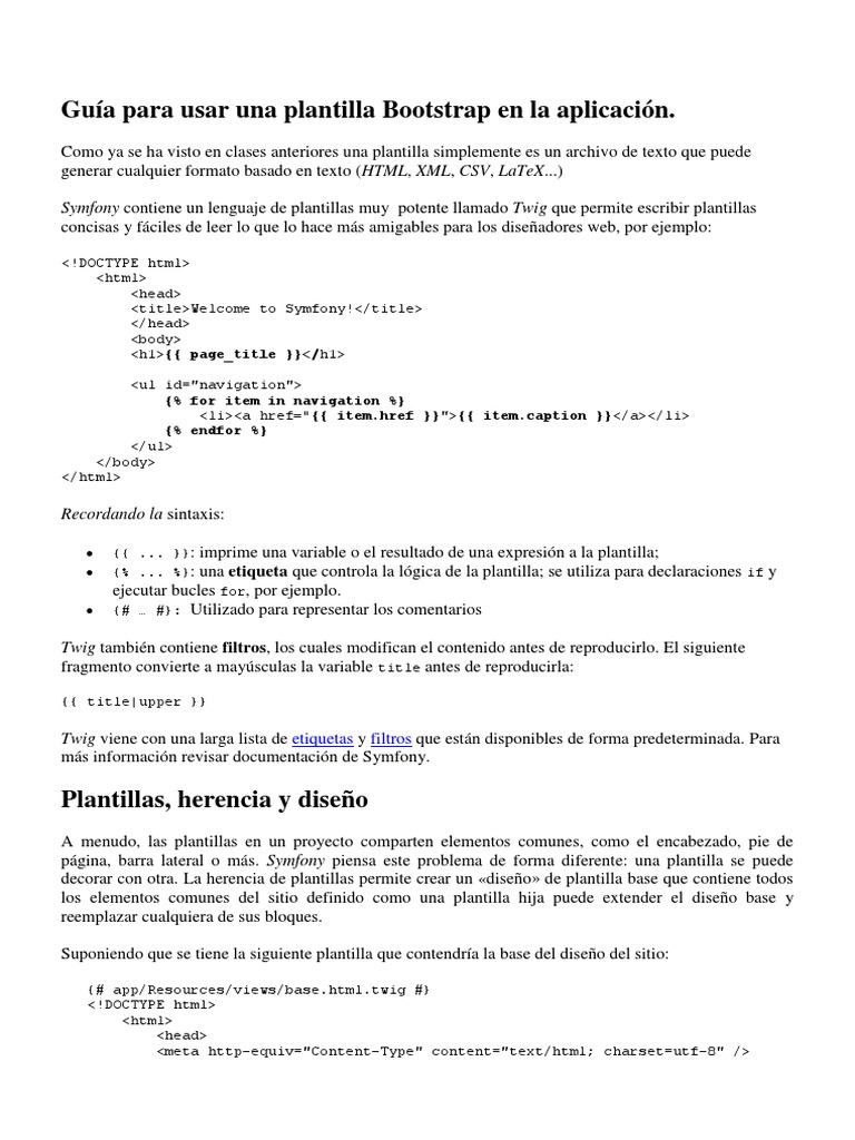 Guía para Incluir Plantilla Bootstrap | Descargar gratis PDF | Bootstrap (marco frontal ...