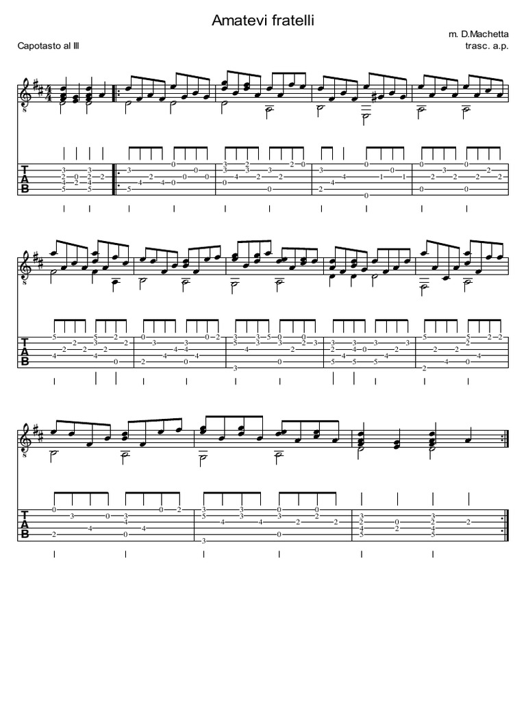 Amatevi Fratelli - Tab | PDF