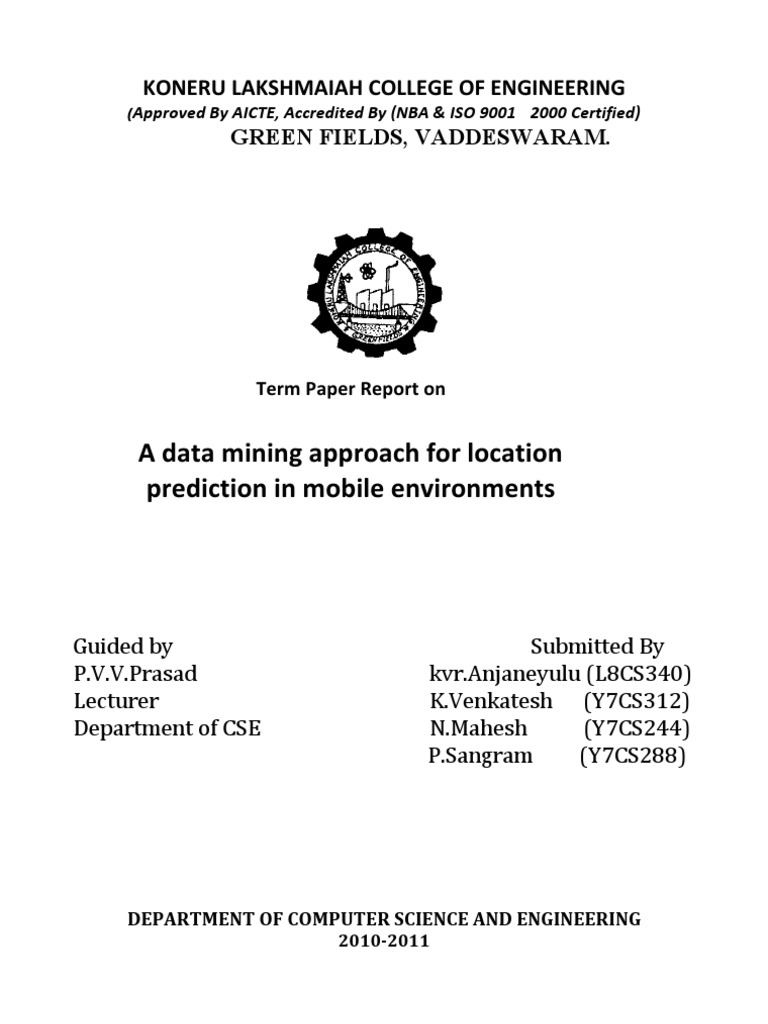 A Data Mining Approach For Location Prediction in Mobile Environments | PDF | Cache (Computing ...