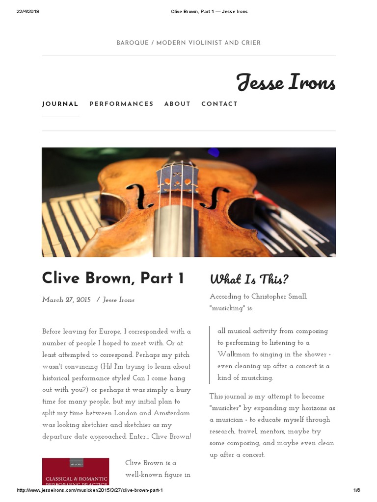 Clive Brown, Part 1 - Jesse Irons | PDF | Musicology | Performing Arts
