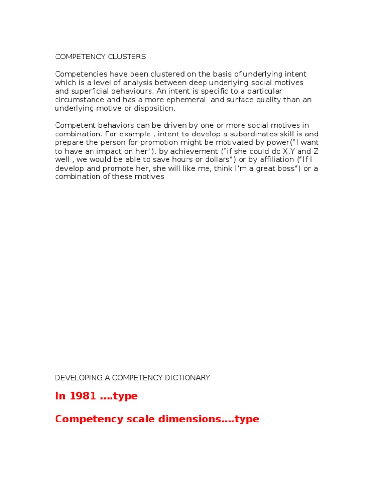 Competency Clusters | PDF | Competence (Human Resources) | Goal