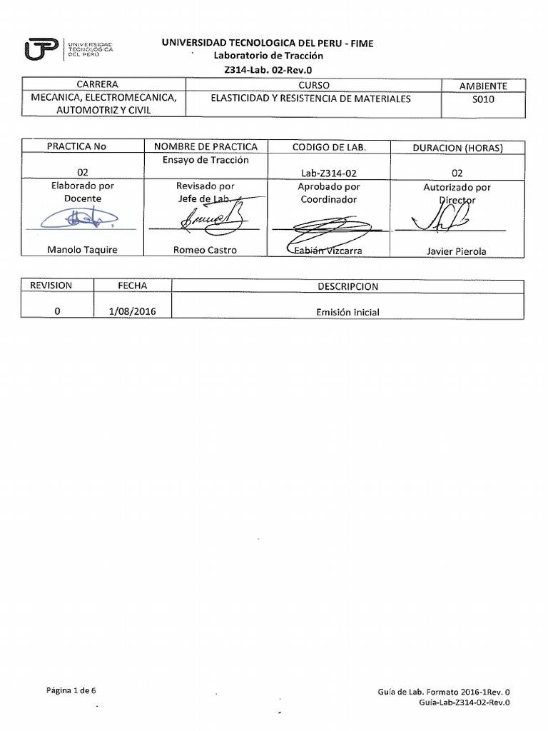 Guía LAB 01 - Ensayo de Tracción UTP | PDF | Tratamiento a base de calor | Acero
