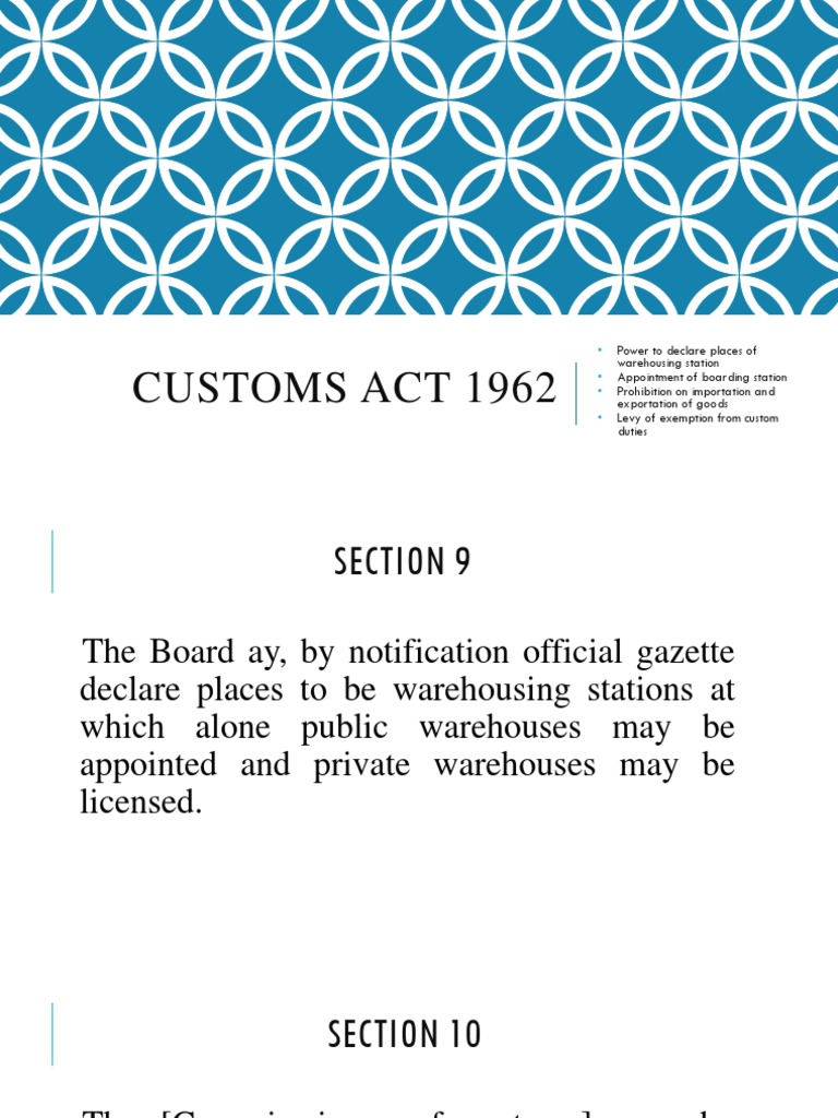 Customs Act 1962 | PDF | Customs | Tariff