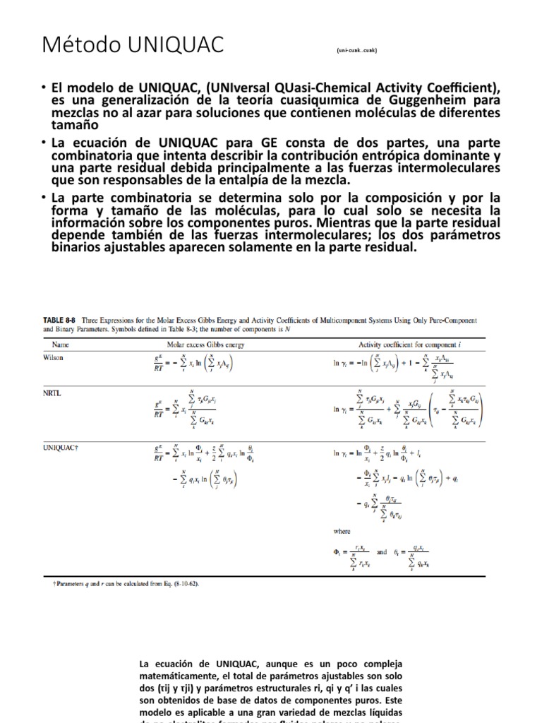 Uniquac y Unifac | PDF | Combinatoria | Moléculas