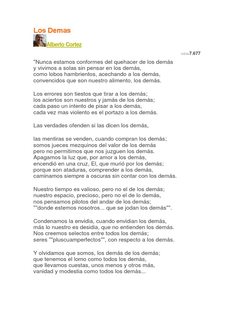 Poema "Los Demás" de Alberto Cortez | PDF