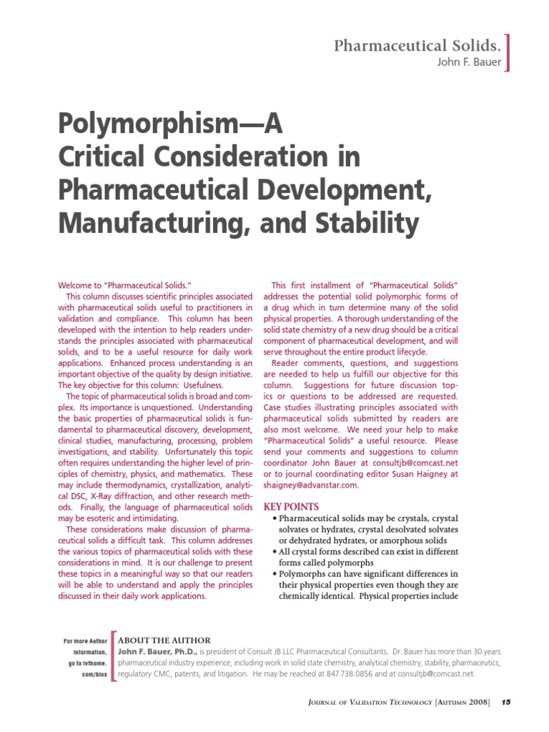 Polymorphism-A Critical Consideration in Pharmaceutical Development ...