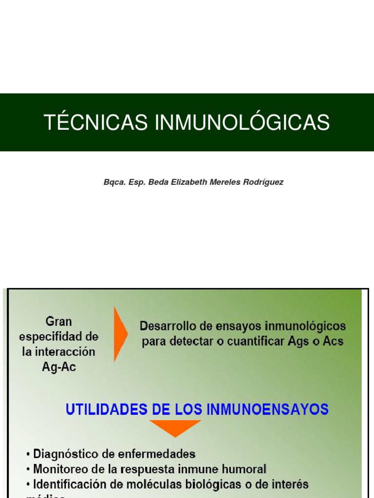 Técnicas Inmunológicas de Diagnóstico | PDF | Anticuerpo | Inmunología