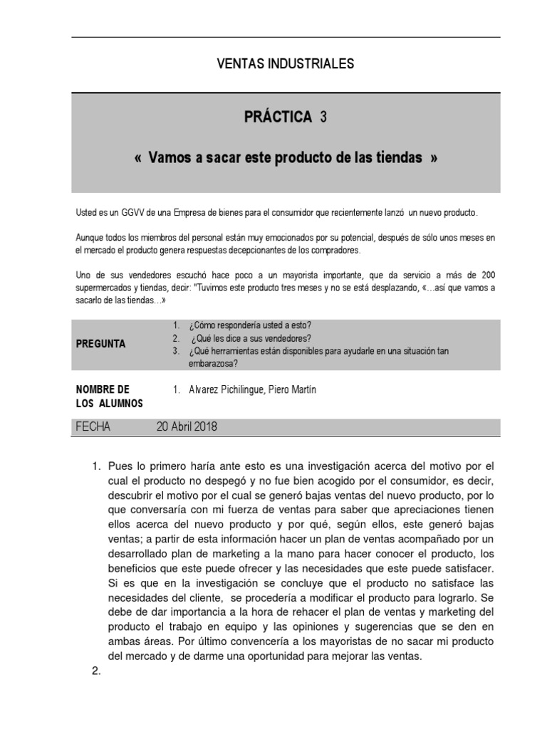 Práctica 3 Vamos A Sacar Este Producto de Las Tiendas | PDF