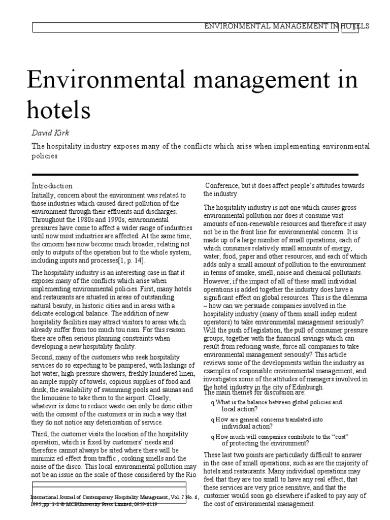 Environmental Management in Hotels | Waste Management | Environmental ...