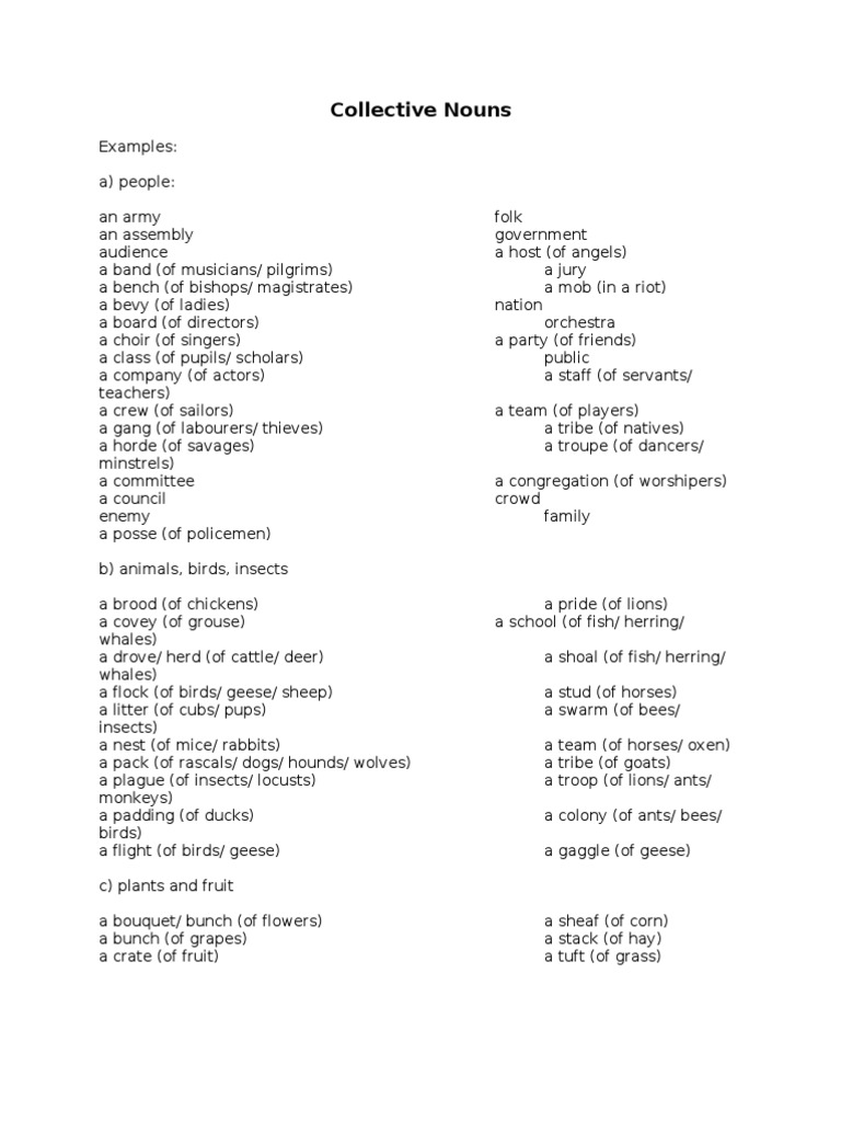Collective Nouns | PDF | Nature