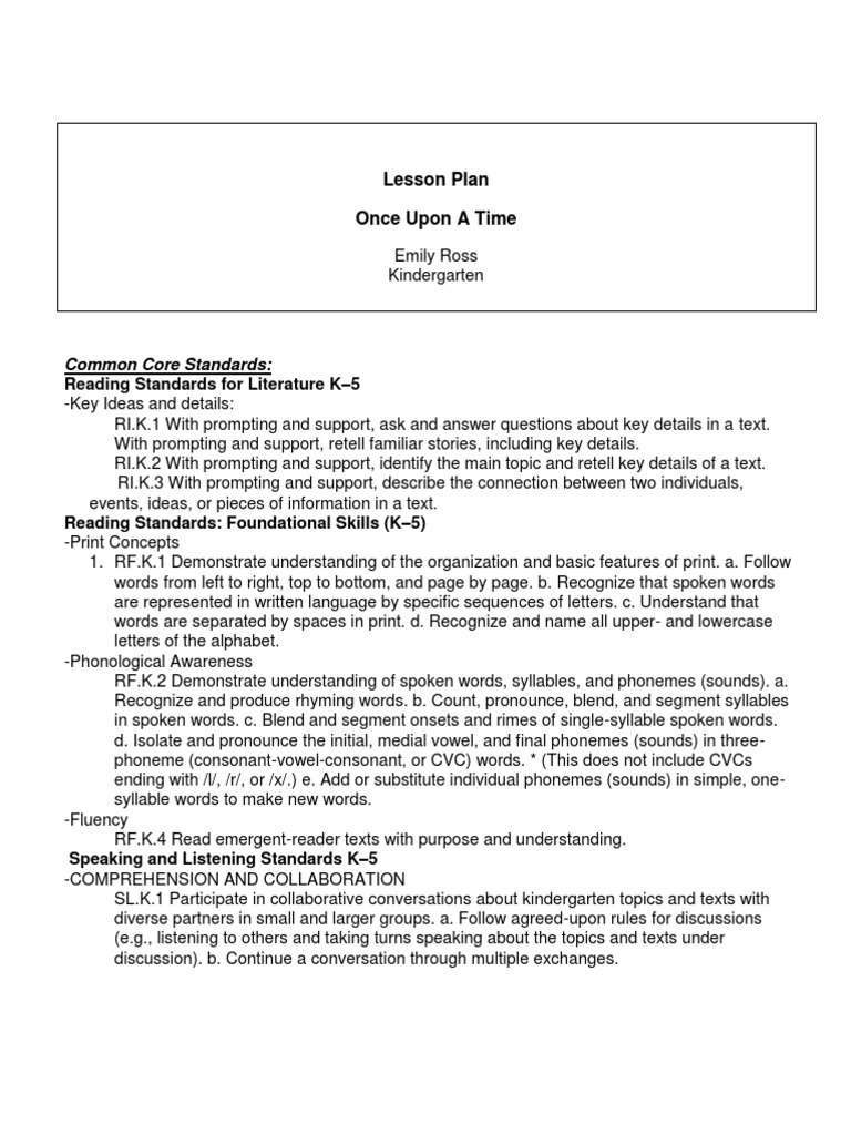 Lesson Plan Fairy Tale | PDF | Syllable | Cognitive Science