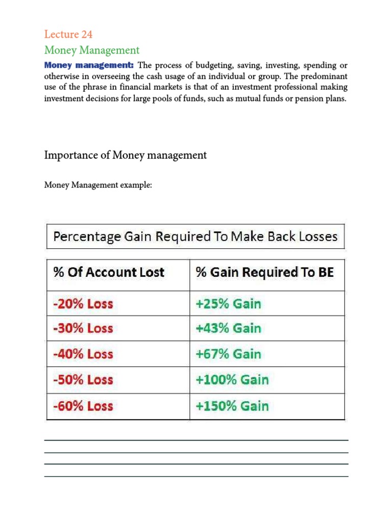 Lecture 24 Money Management PDF | PDF