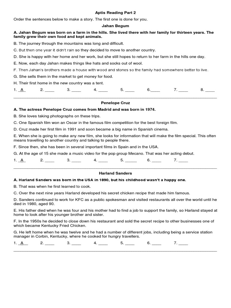Aptis Reading Part 2 | PDF | Leisure