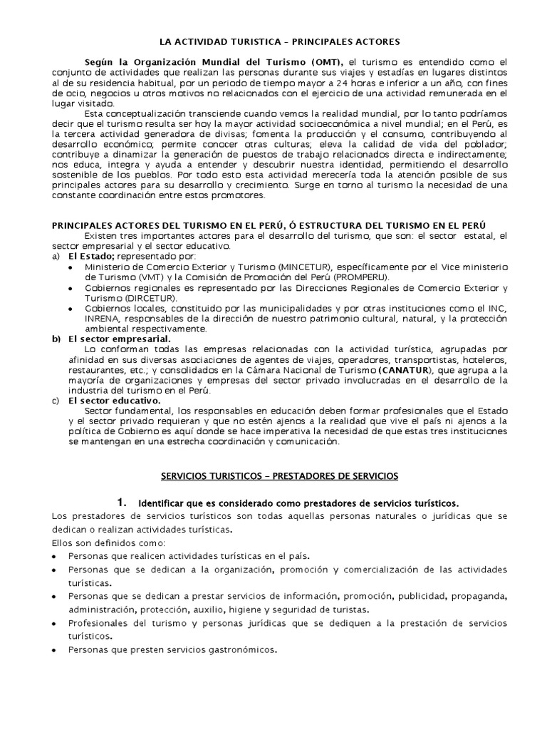 Act Tca Principales Actores | PDF | Turismo | Perú