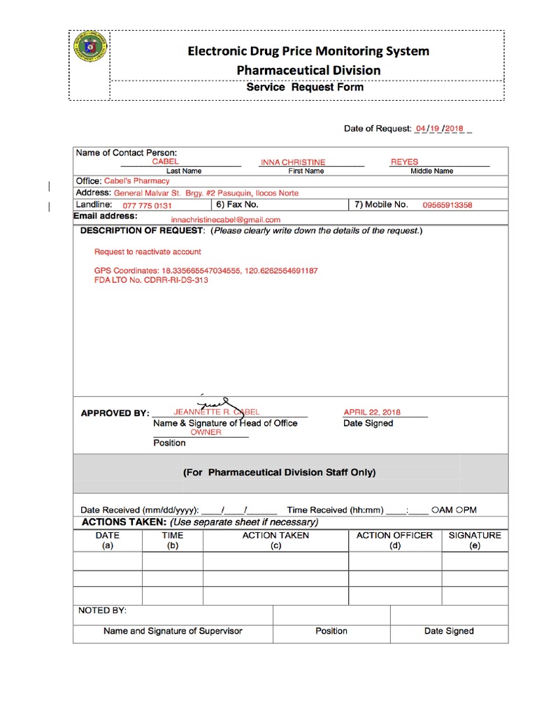 Edpms Service Request Form (Withsig)