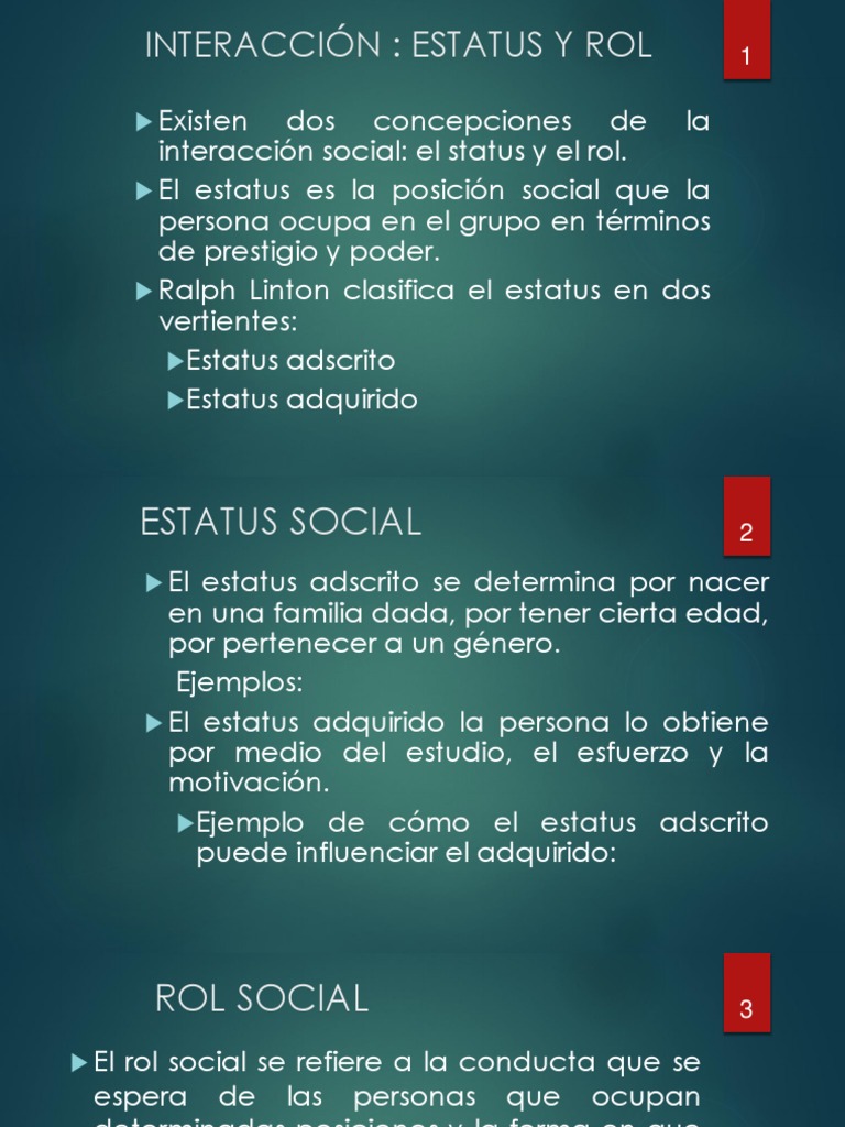Status y Rol Social | PDF | Estatus social | Sociología