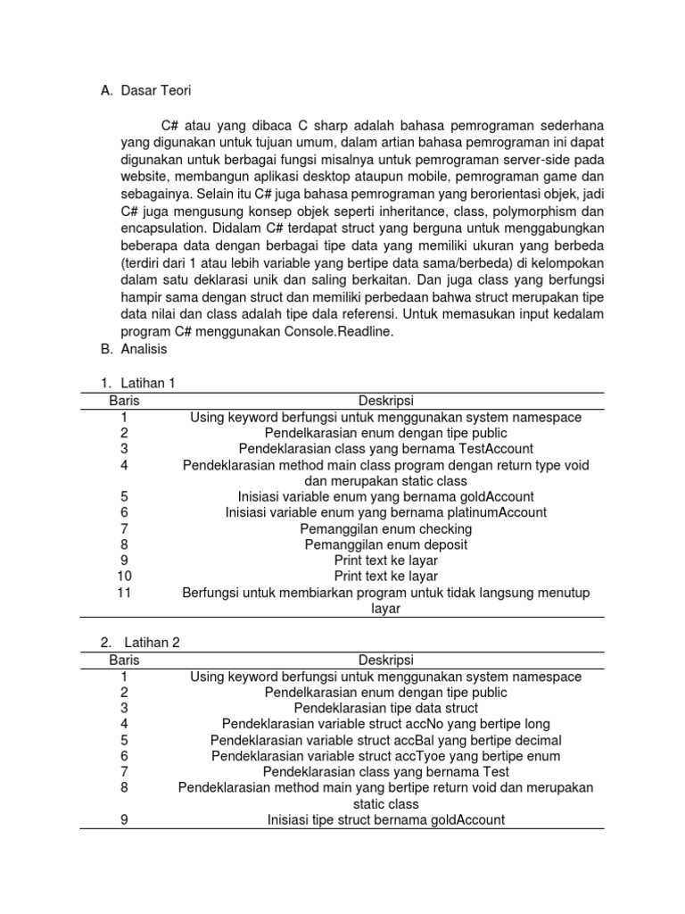 Laporoan Praktikum PBO Dengan C# Modul 1 | PDF | Komputer