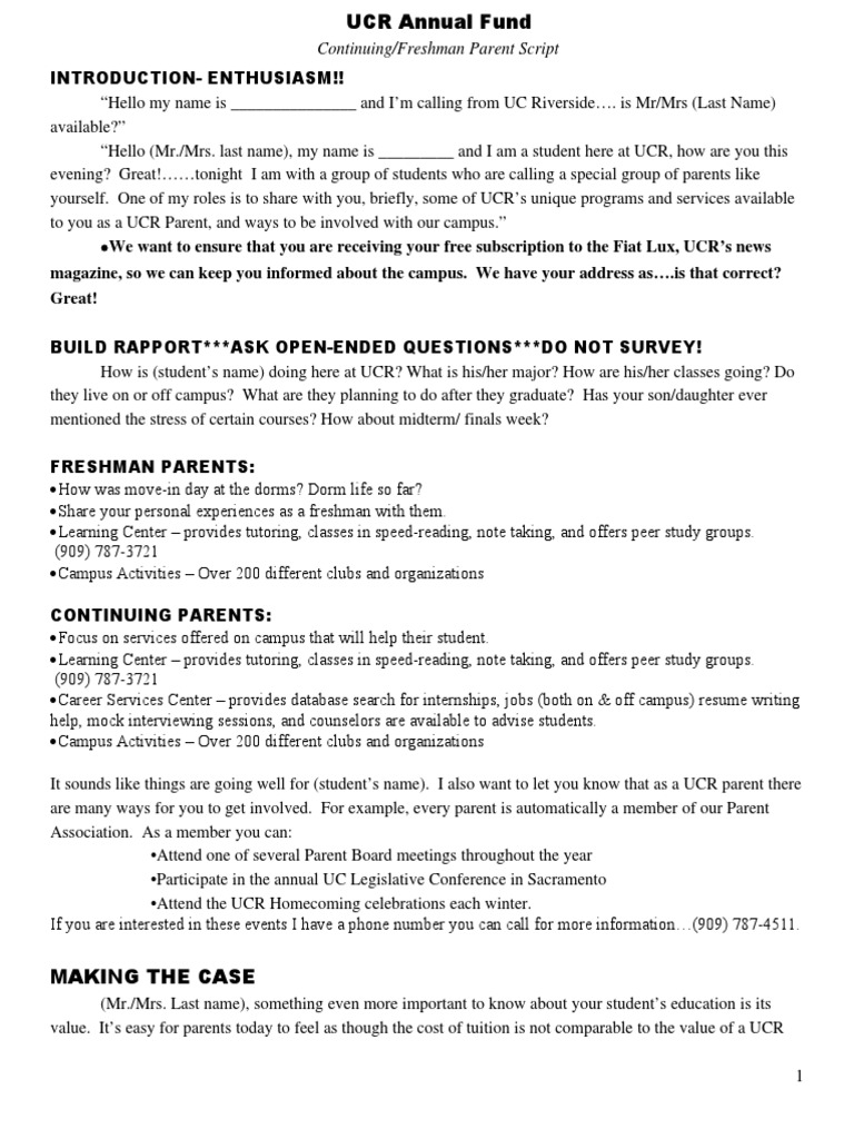 AF04 Parent Script | PDF | Tuition Payments | University