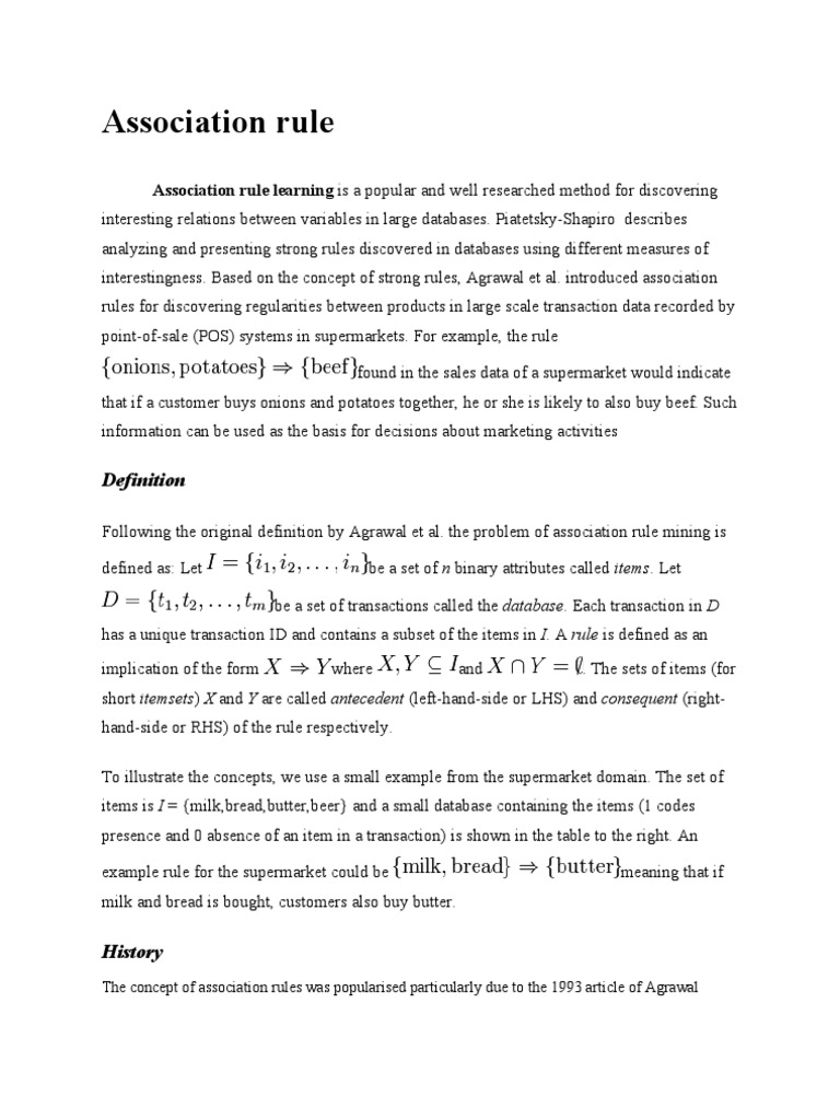 Association Rule: Association Rule Learning Is A Popular and Well ...