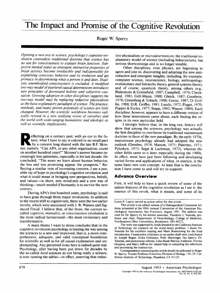 Cognitive Revolution PDF | PDF | Reductionism | Behaviorism Cognitive Revolution PDF | PDF | Reductionism | Behaviorism