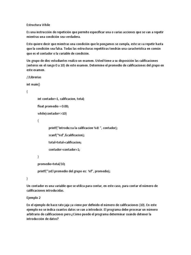 Estructura While | PDF | C ++ | Programación de computadoras