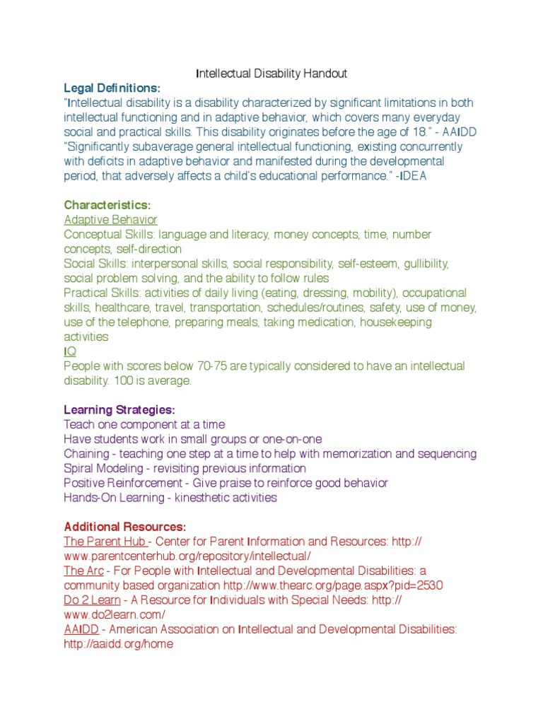 Intellectual Disability | PDF