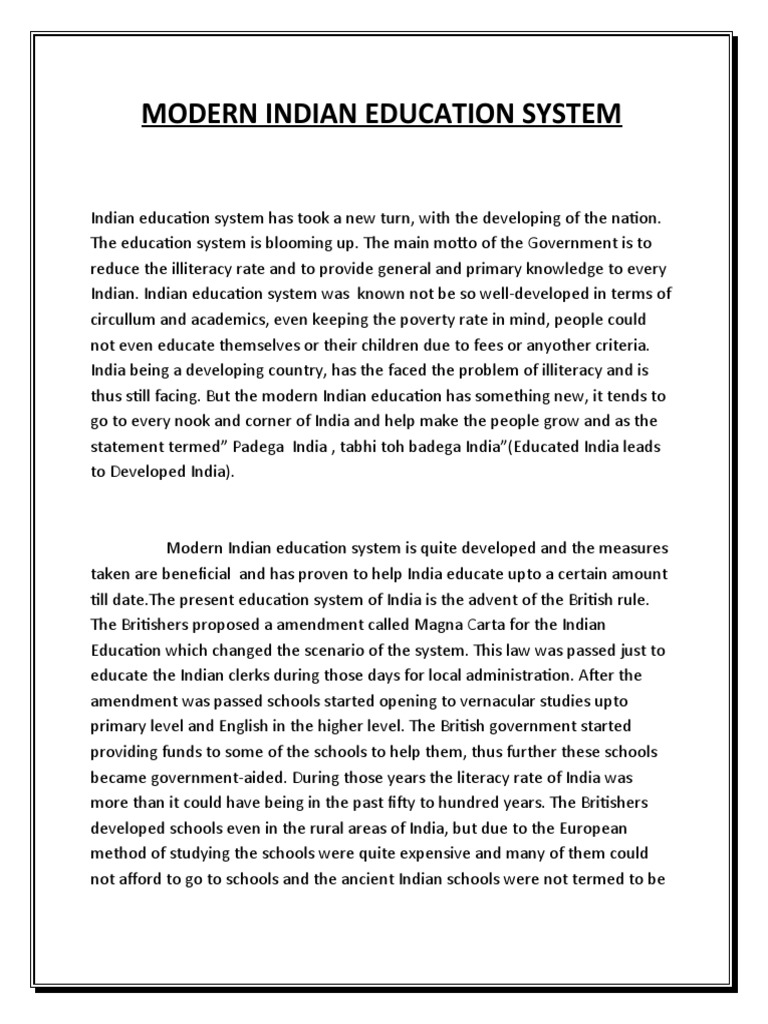 Modern Indian Education System | Download Free PDF | Schools ...