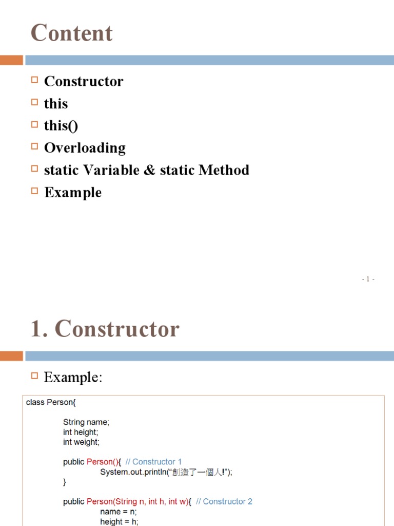 2009 Java Constructor & Overloading | PDF | Teaching Methods & Materials | Science & Mathematics