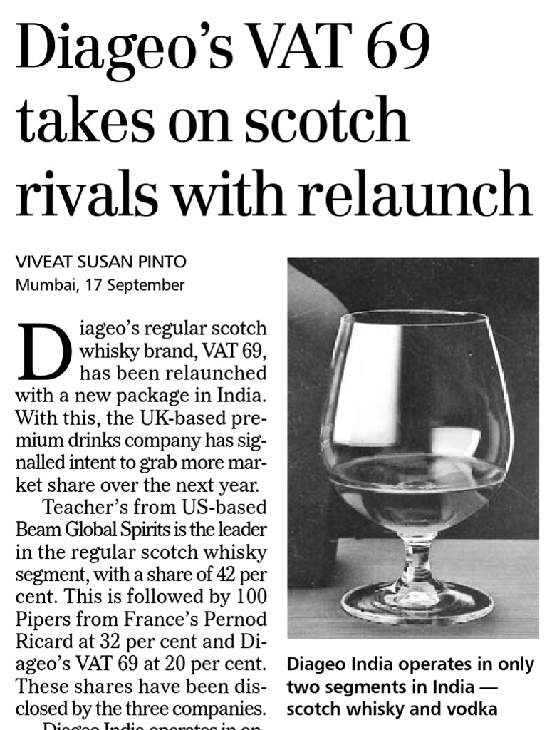 Vat 69 | PDF | Distilled Drinks | Alcoholic Drinks