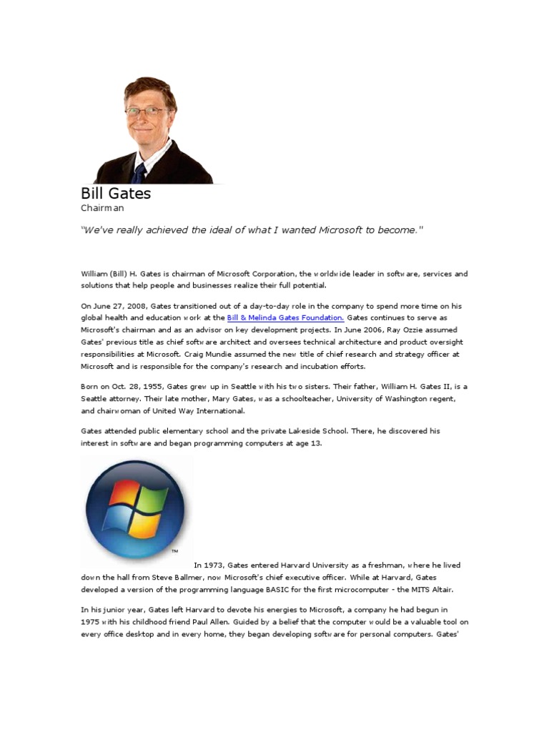 Bill Gates | PDF | Microsoft | Computing