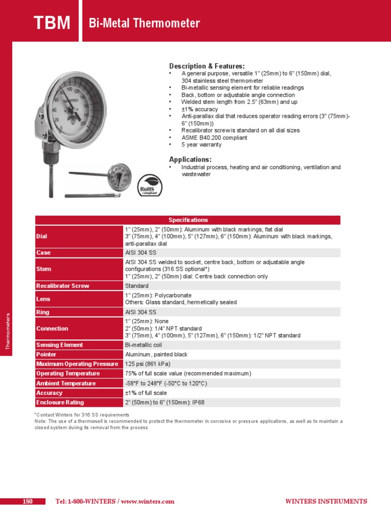 Termometro Winters TMB | PDF | Fahrenheit | Thermometer