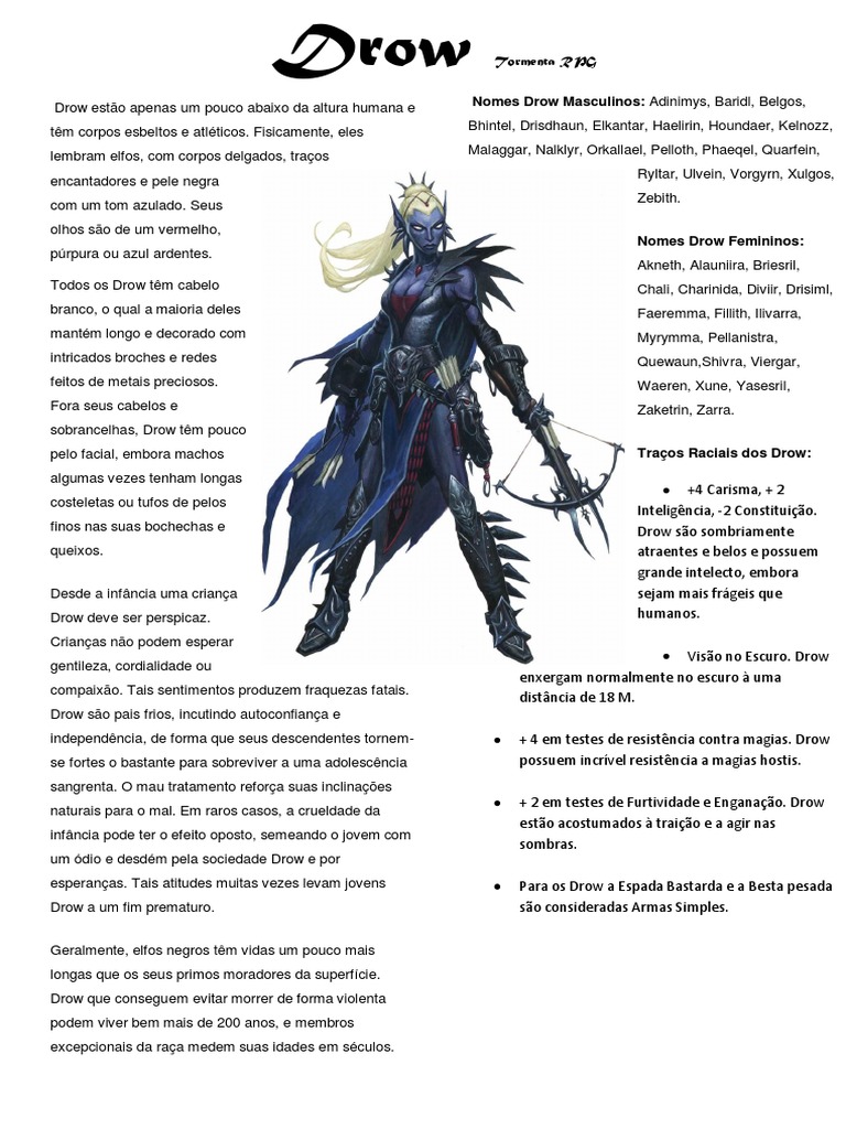 Tormenta RPG - Drow PDF | PDF | Drow (masmorras e dragões)