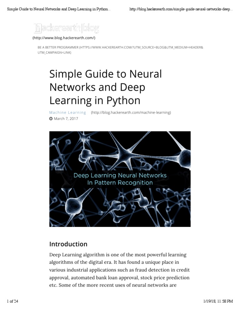 Simple Guide To Neural Networks and Deep Learning in Python ... Simple Guide To Neural Networks and Deep Learning in Python ...