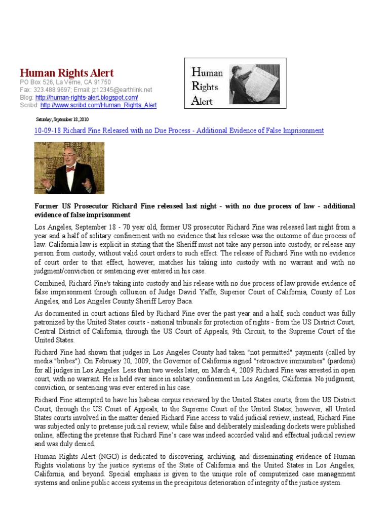 10-09-18 Richard Fine Released With No Due Process - Additional ...