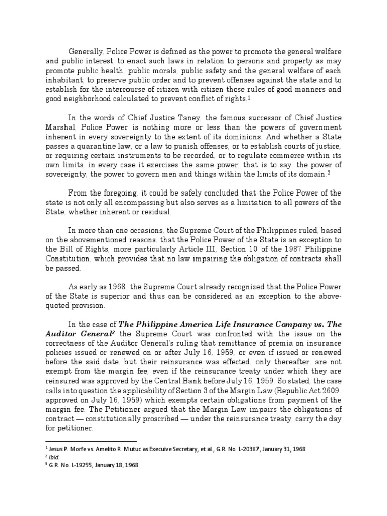 Notes On The Police Power of State | PDF | Police Power (United States ...