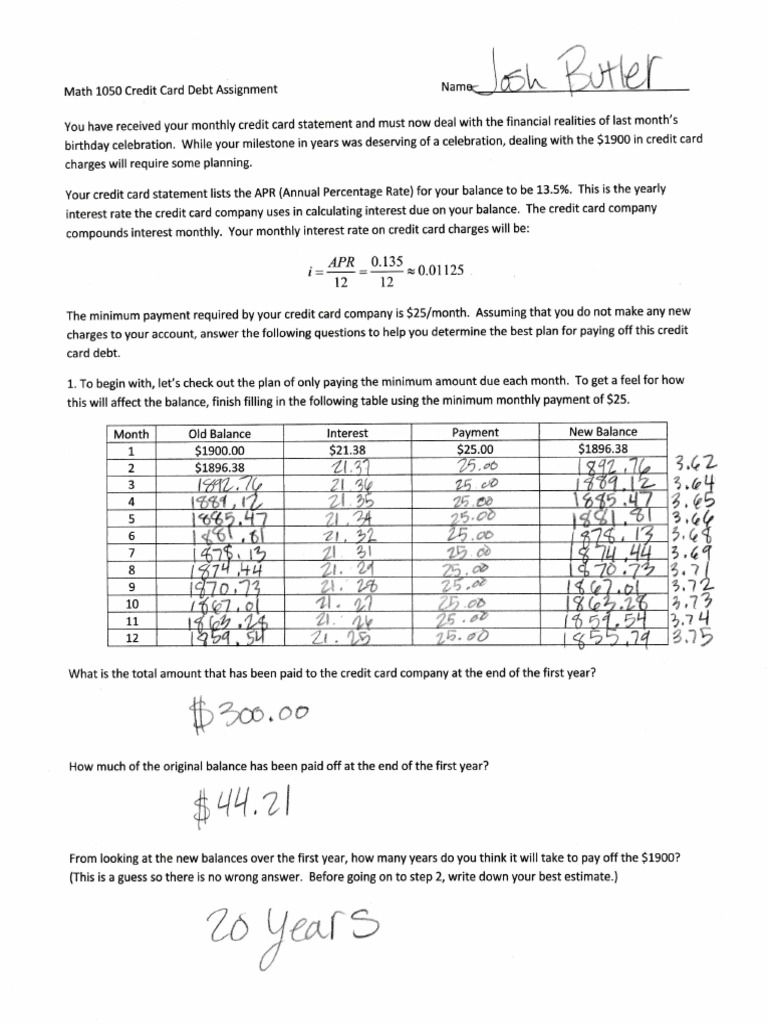 Credit Card Debt Assignment Josh Butler | Download Free PDF | Annual ...