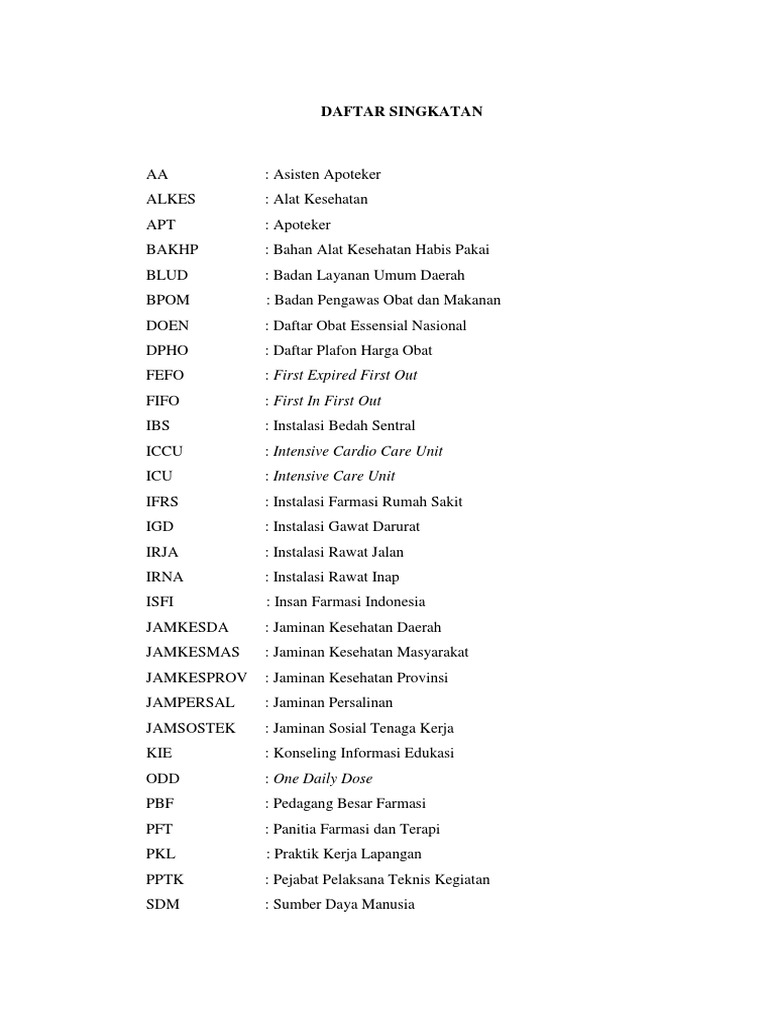 Daftar Singkatan | PDF