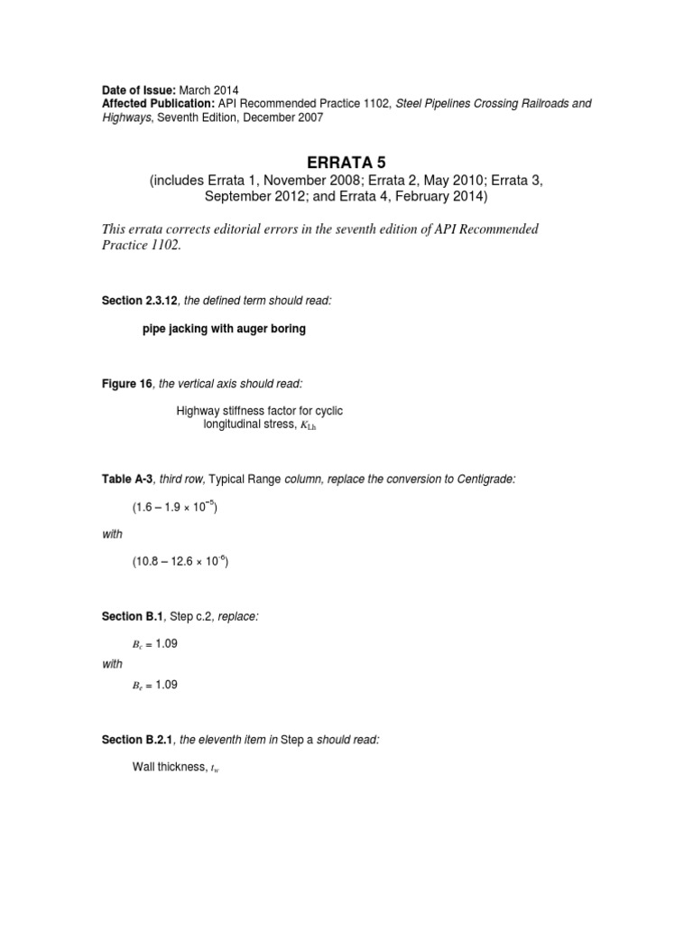 API RP 1102 Errata 5 March 2014 7th Ed PDF | PDF | Teaching Mathematics ...