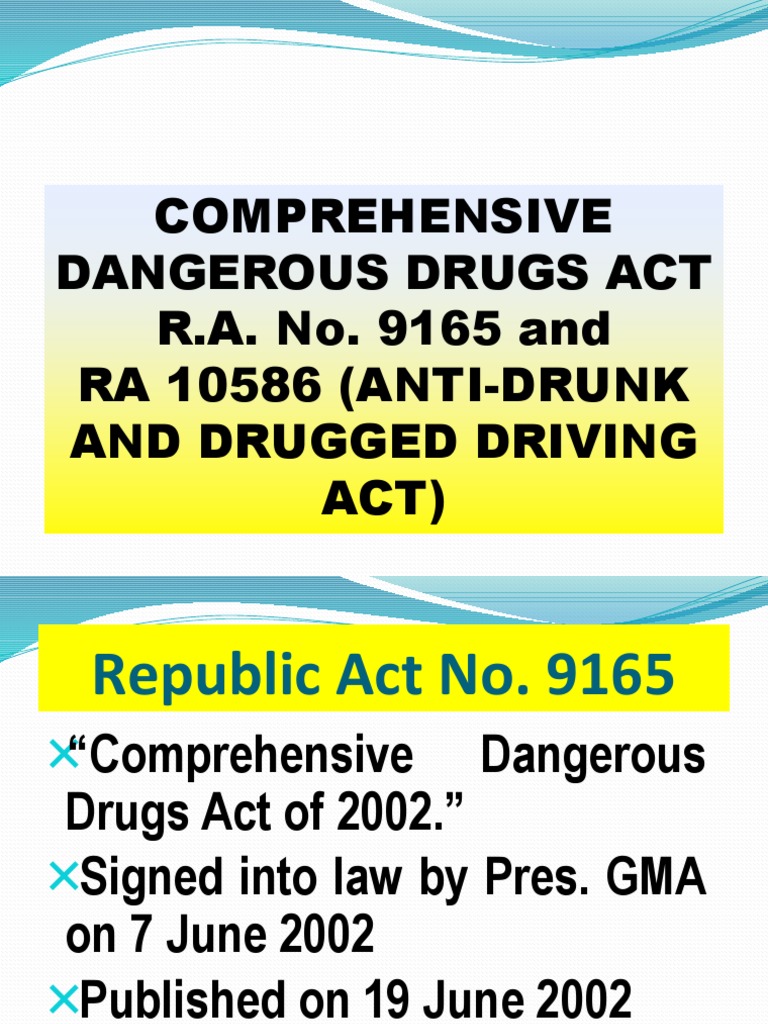 Ra 9165.Edited | Driving Under The Influence | Narcotic