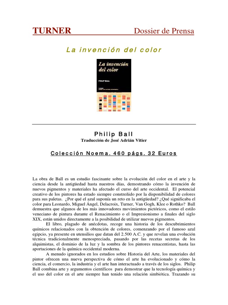 Invencion Del Color Phillip Ball | PDF | Pinturas | Color