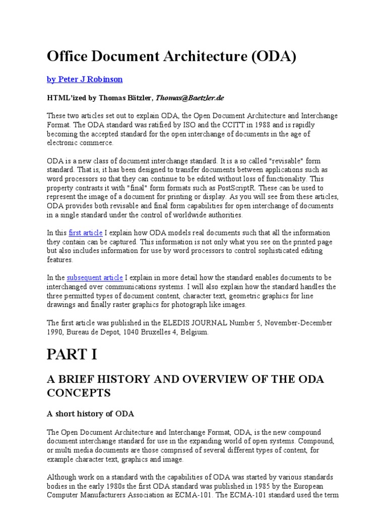 Office Document Architecture (ODA) : A Brief History and Overview of ...