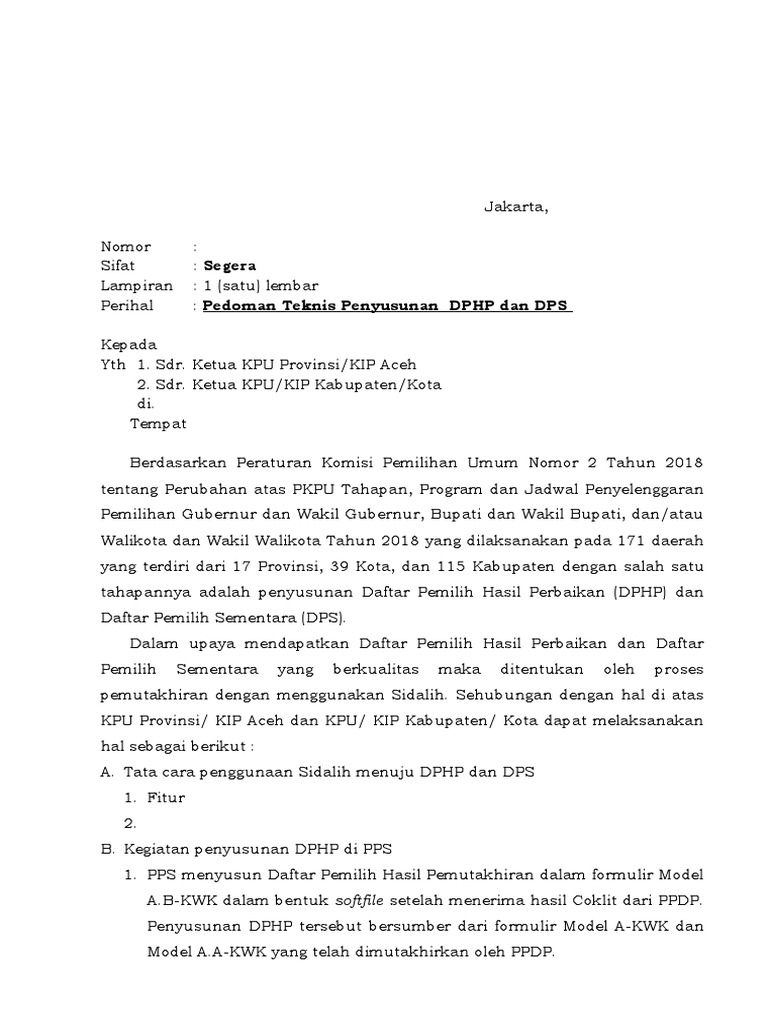 Pedoman Penyusunan DPHP dan DPS KPU | PDF