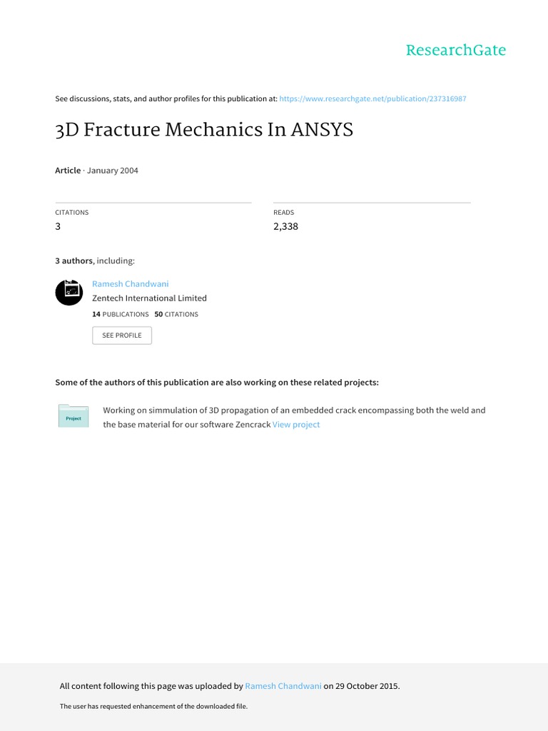 3D Fracture Mechanics in ANSYS | PDF | Fracture Mechanics | Fracture