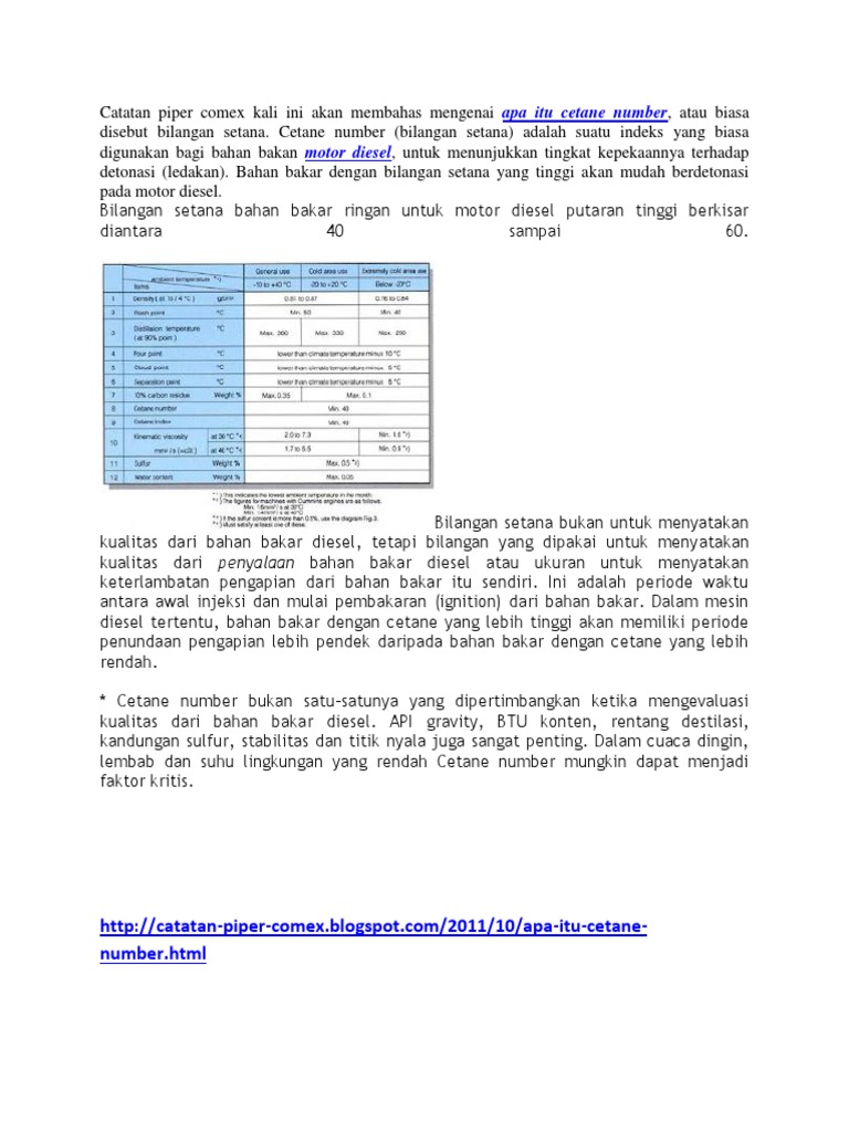 Pengertian dan Pentingnya Cetane Number | PDF