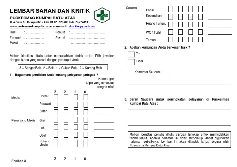 Lembar Saran Dan Kritik | PDF
