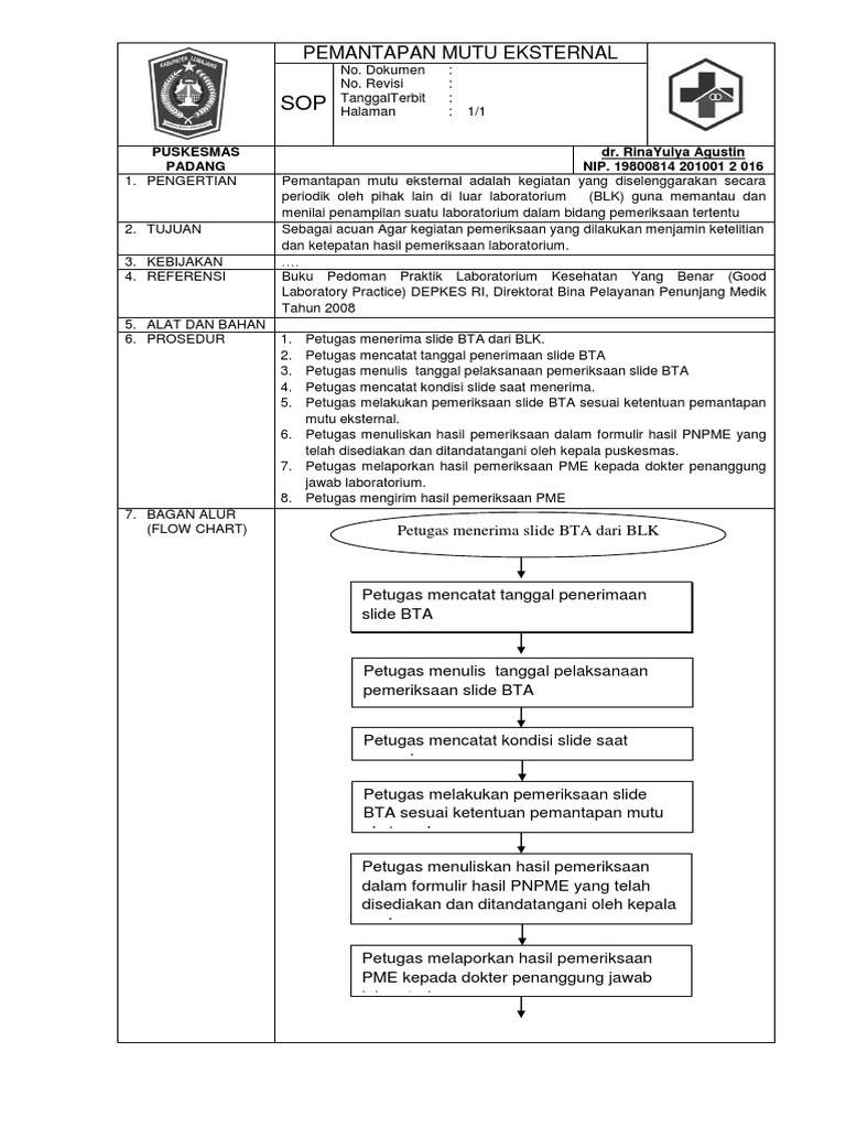 SOP Pemantapan Mutu Eksternal | PDF