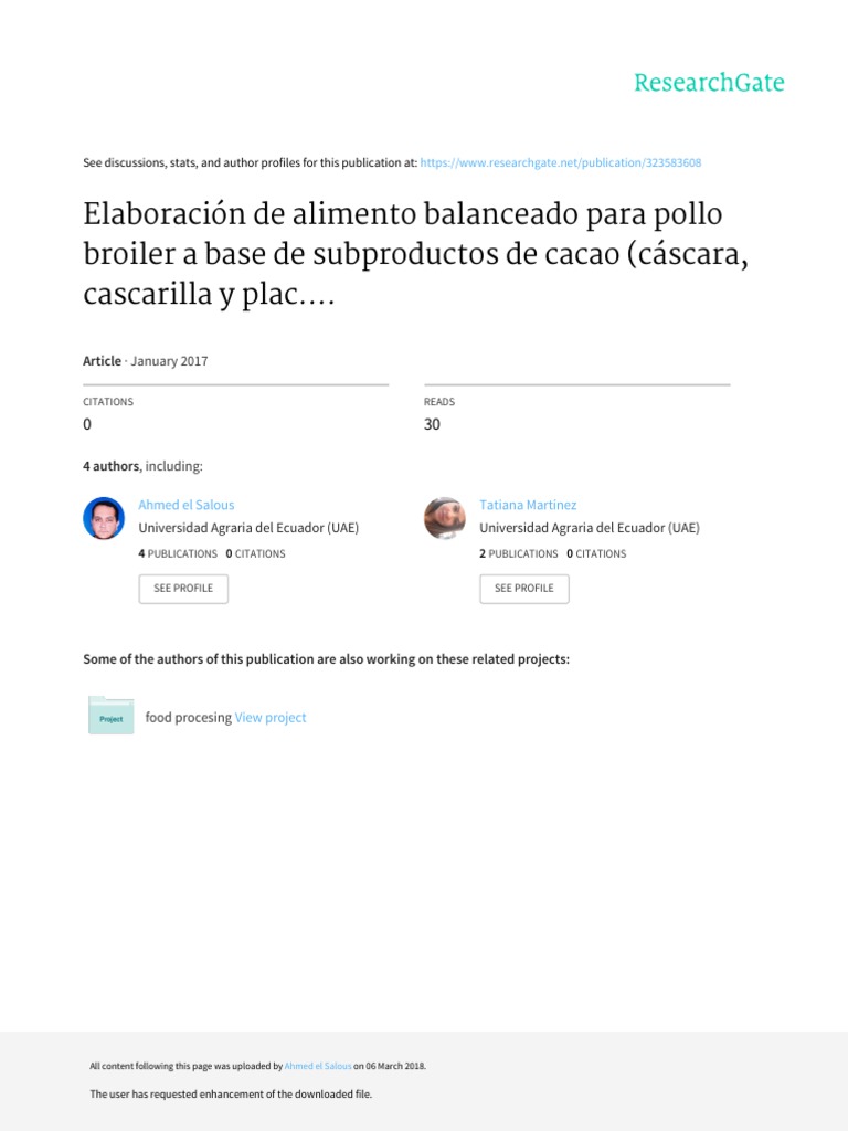 Aprovechamiento de La Placenta y Exudado Del Cacao para La Producción ...